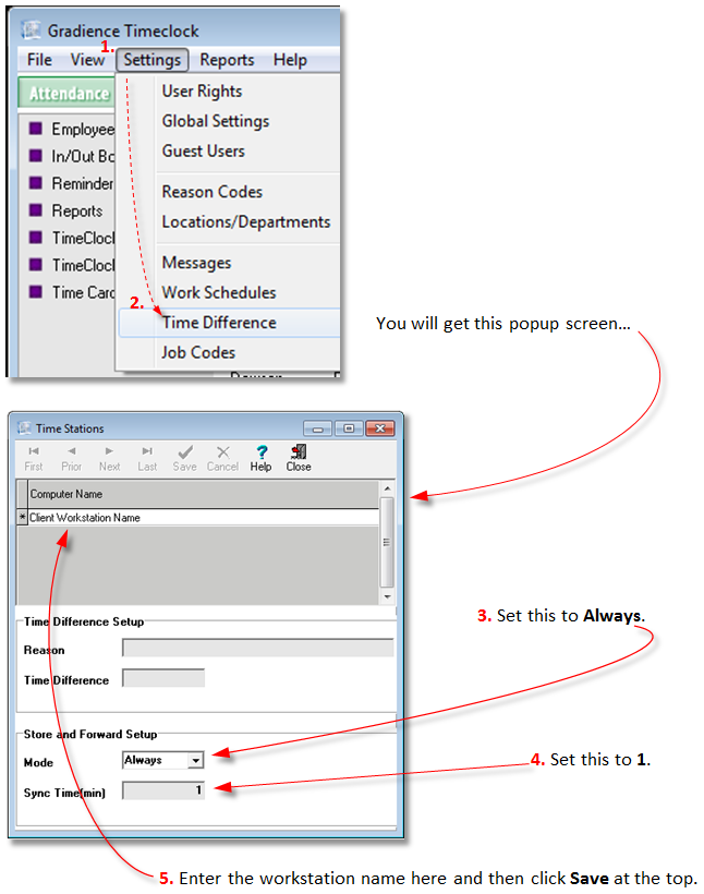 TimeClock - Store & Forward Setup – Gradience Support